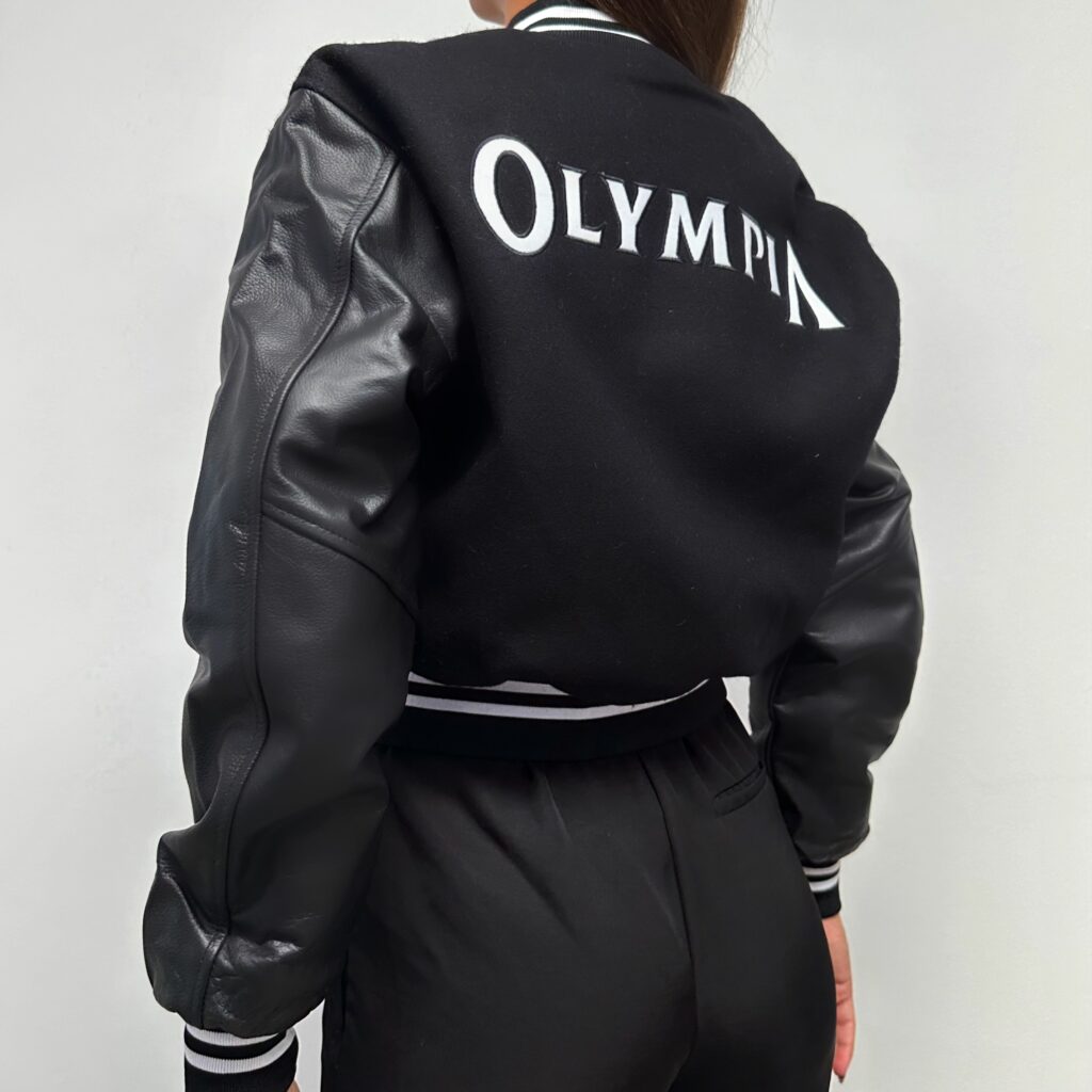 Crop Letterman Jacket Women’s Olympia Black